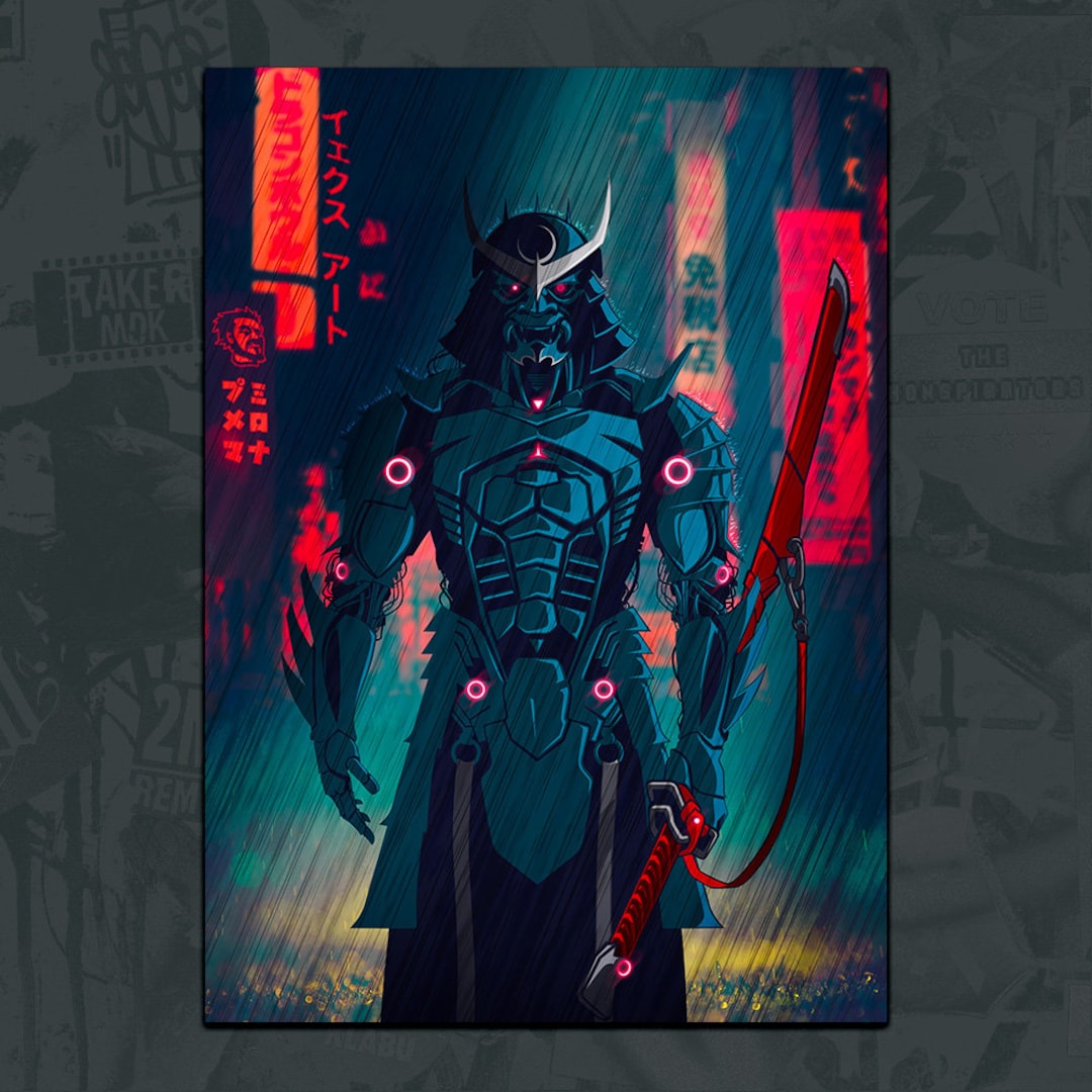 Cyborg Samurai Poster | Fantasy Art, Samurai Wall Art, Cyberpunk Style ...