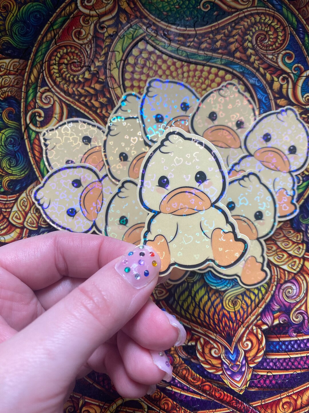 Cute Sad Duck Holographic Vinyl Sticker - Etsy