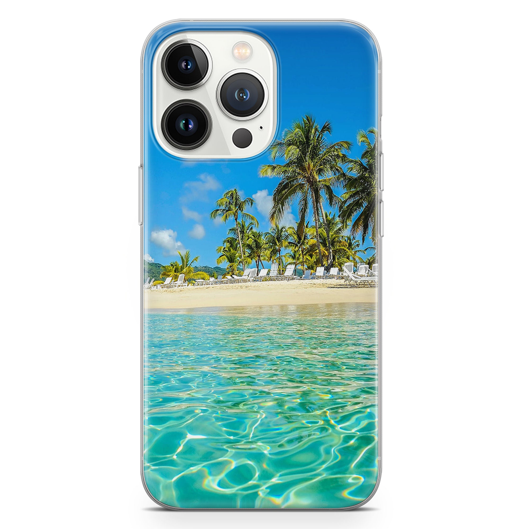 Tropical Beach Phone Case Summer Sea Palms Cover for iPhone 17 16 15 ...