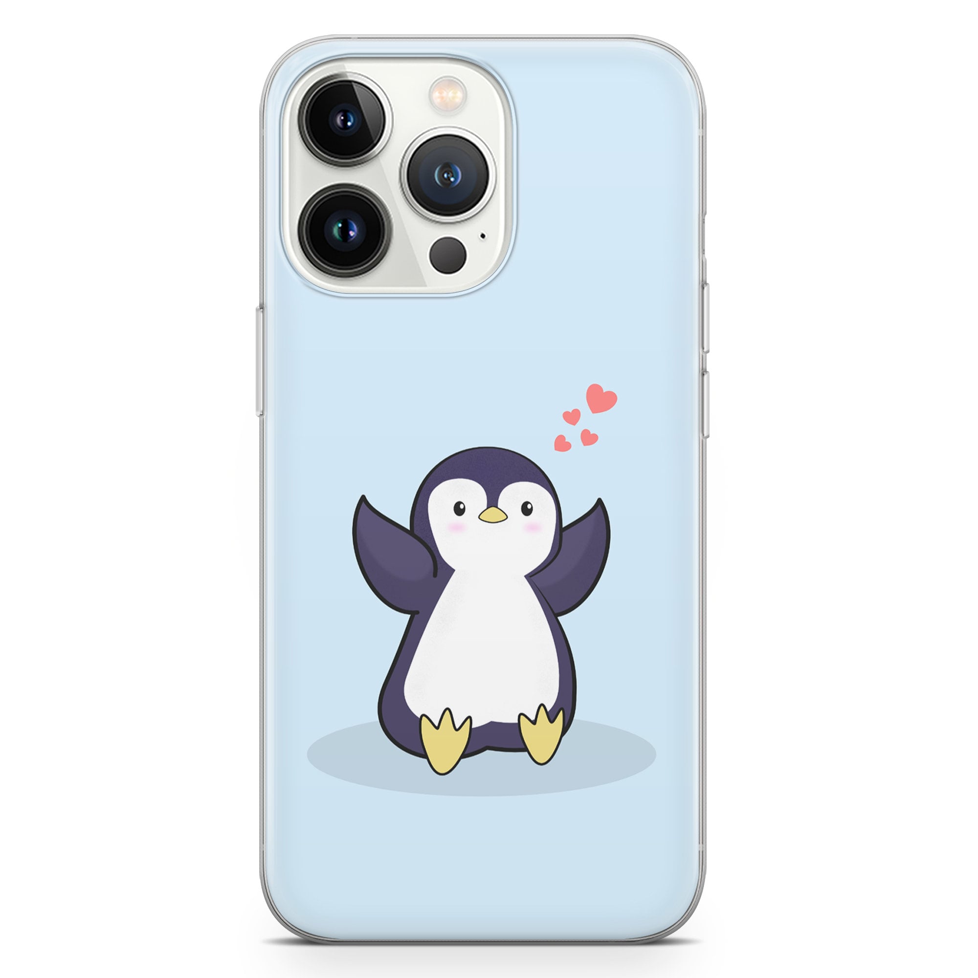 Cute Penguin Phone Case Digital Art Cover for iPhone 16 15, 14, 13, 12 ...