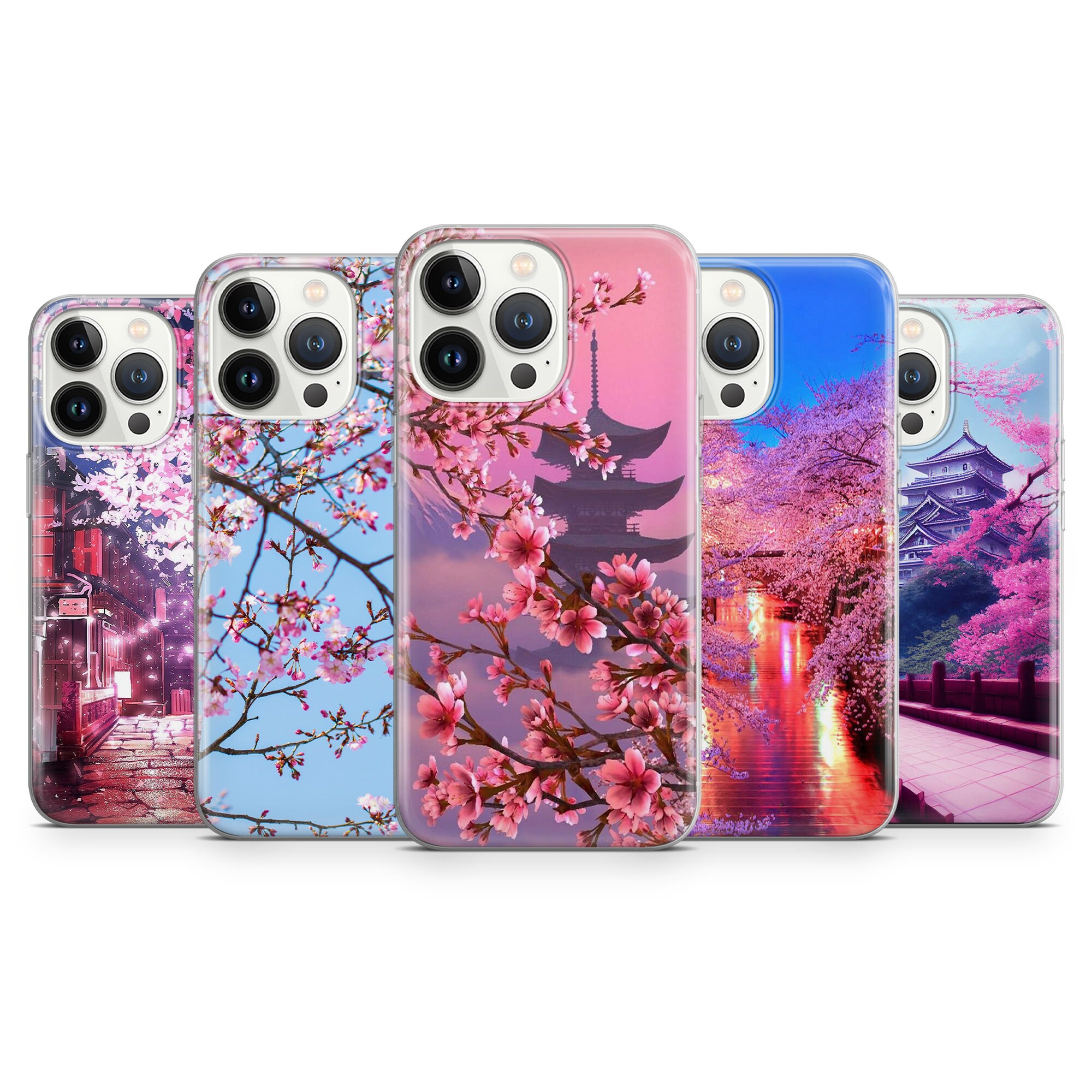 Cherry Blossom Phone Case Japanese Sakura Tree Cover for iPhone 16 15 ...