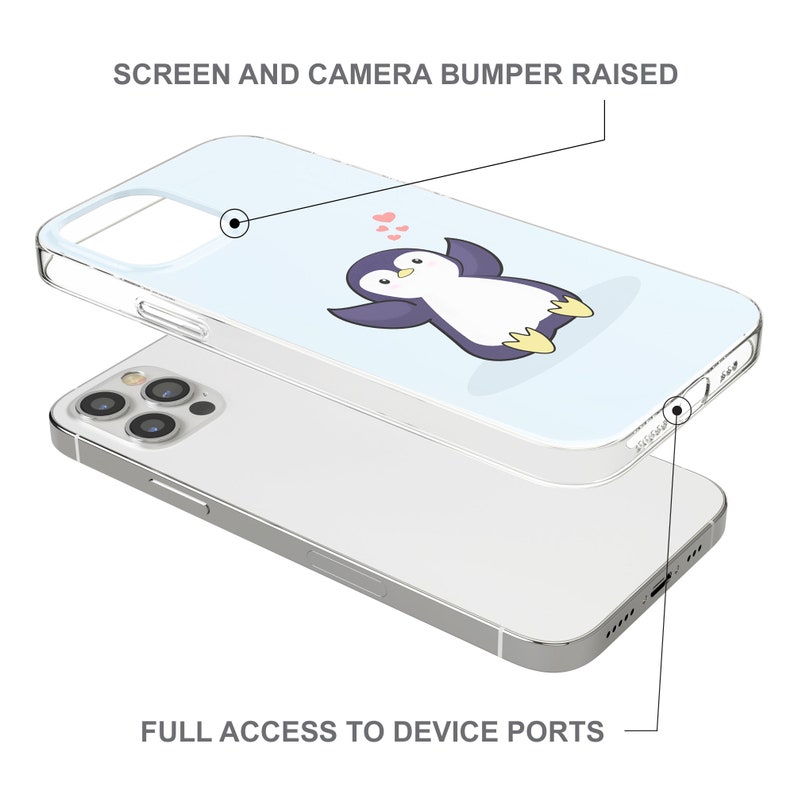 Cute Penguin Phone Case Digital Art Cover for iPhone 16 15, 14, 13, 12 ...