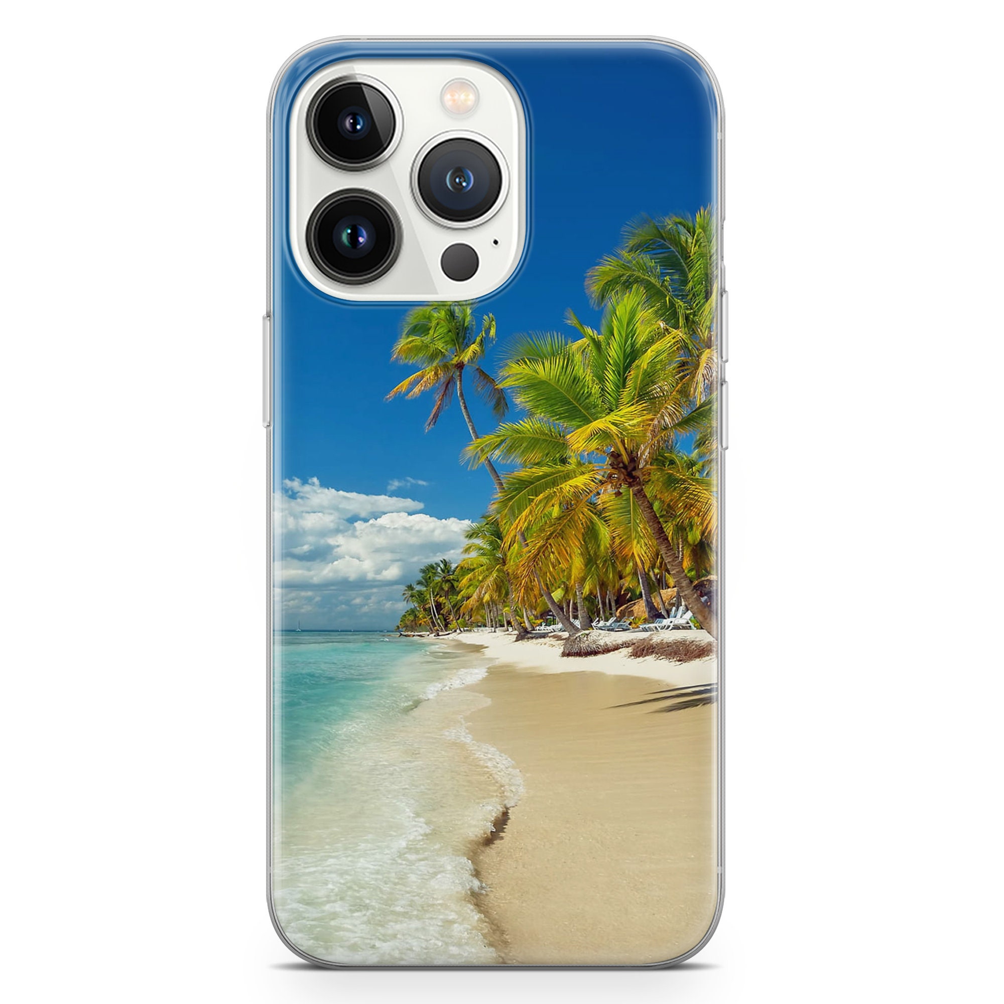 Tropical Beach Phone Case Summer Ocean Palms Cover for iPhone 17 16 15 ...