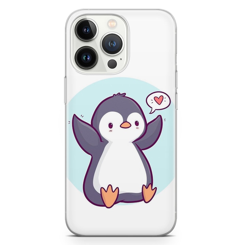 Cute Penguin Phone Case Digital Art Cover for iPhone 16 15, 14, 13, 12 ...