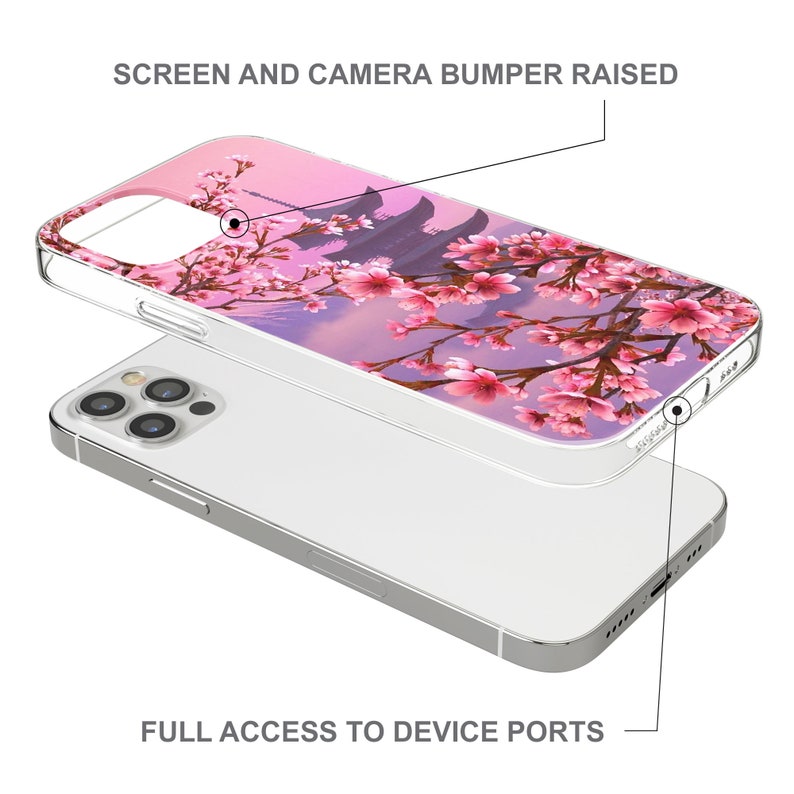 Cherry Blossom Phone Case Japanese Sakura Tree Cover for iPhone 16 15 ...