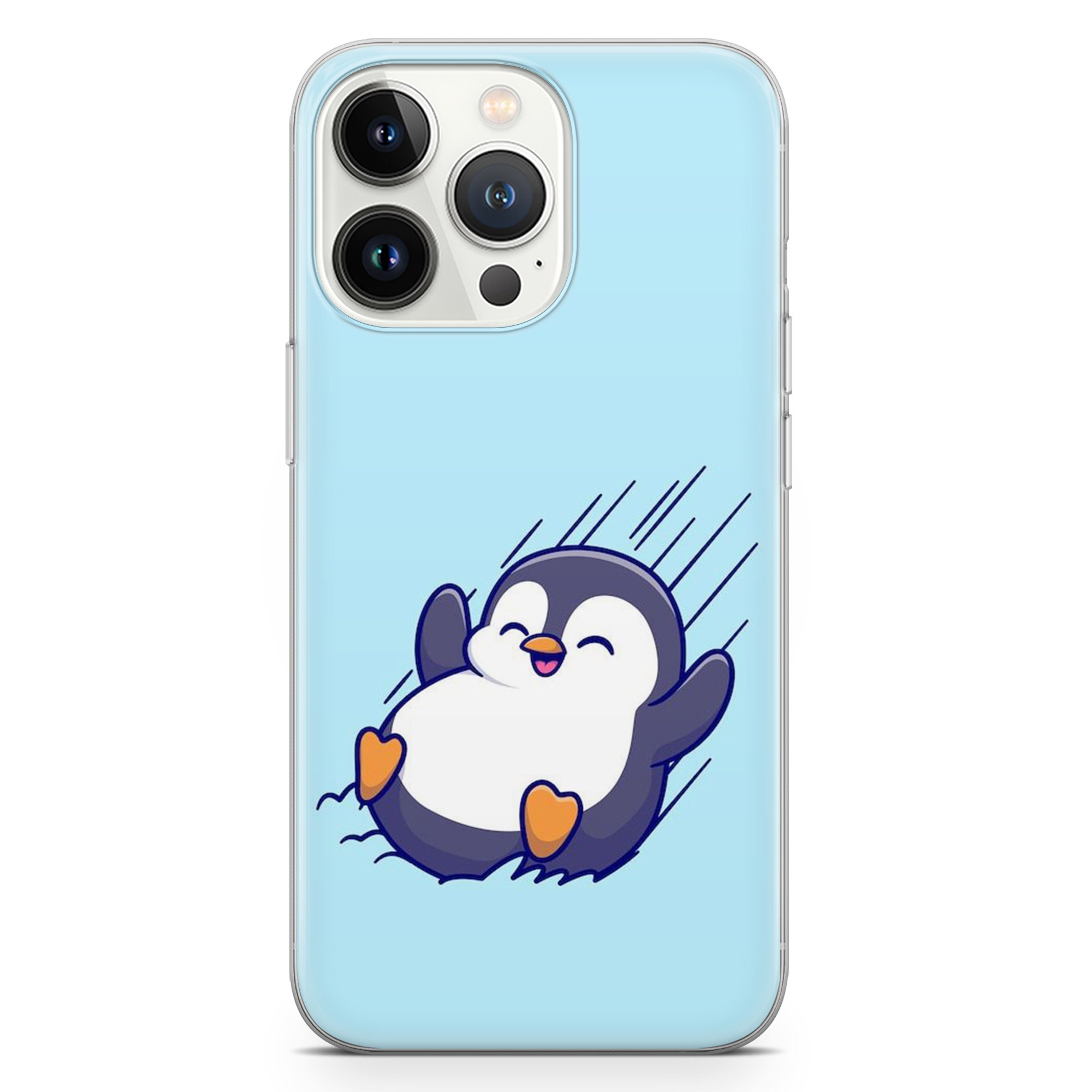 Cute Penguin Phone Case Digital Art Cover for iPhone 16 15, 14, 13, 12 ...