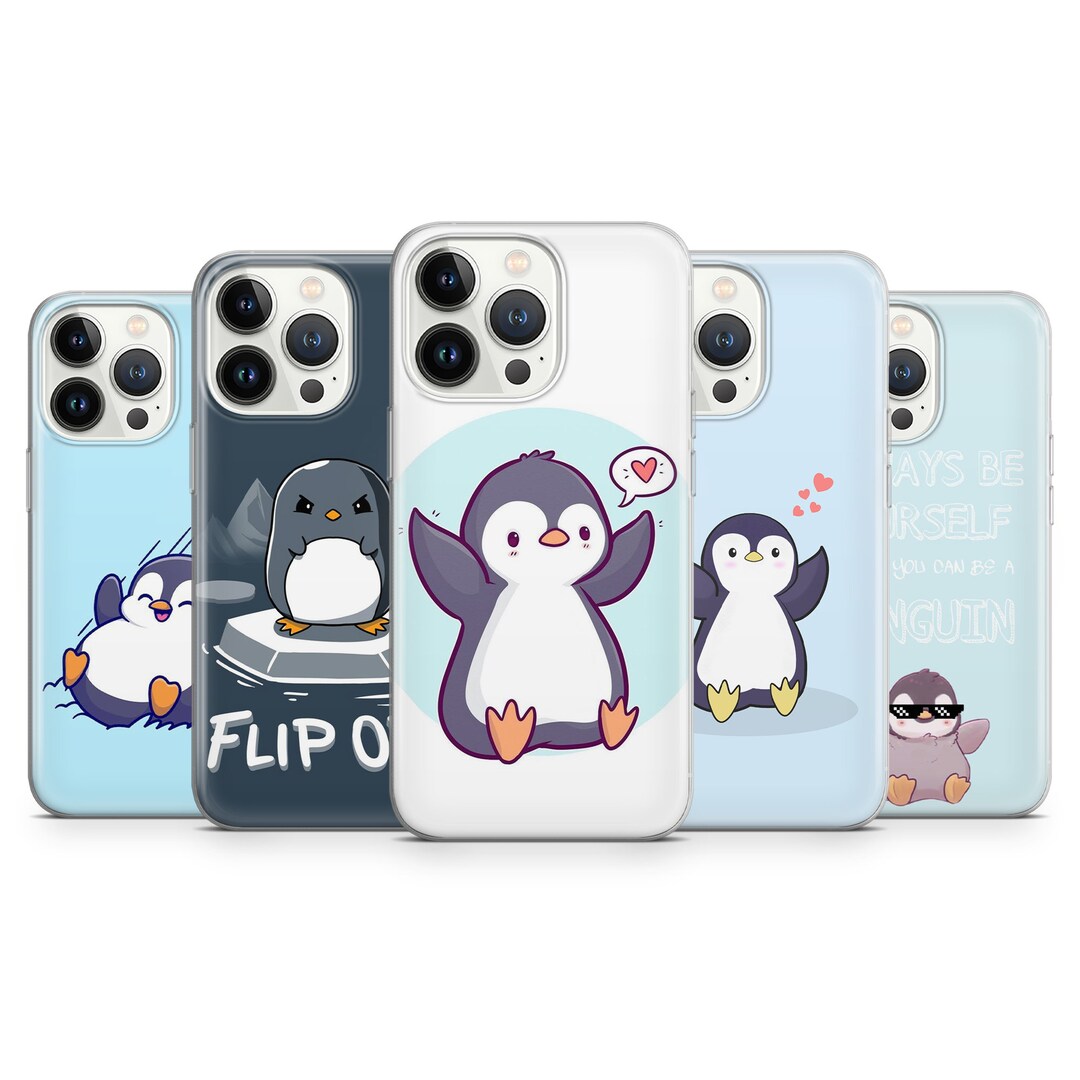 Cute Penguin Phone Case Digital Art Cover for iPhone 16 15, 14, 13, 12 ...