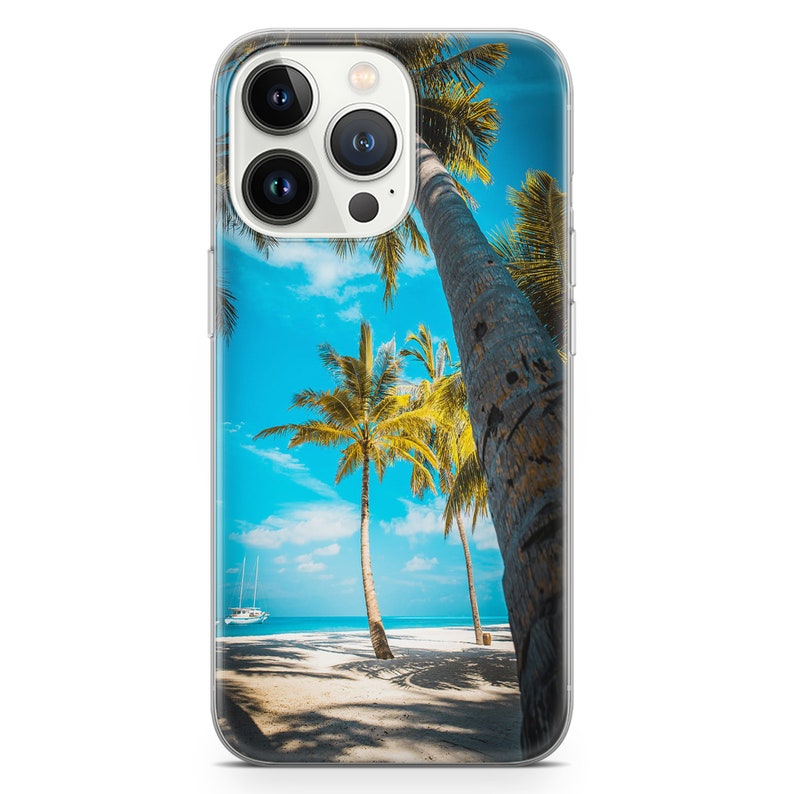 Tropical Beach Phone Case Summer Ocean Palms Cover for iPhone 17 16 15 ...