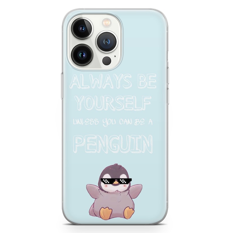 Cute Penguin Phone Case Digital Art Cover for iPhone 16 15, 14, 13, 12 ...