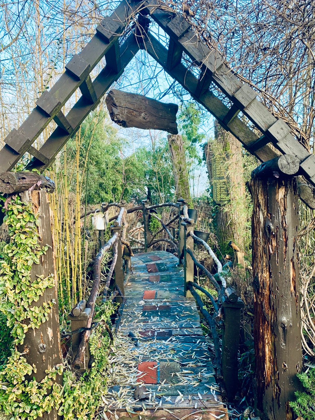 Asian Garden Gate With Bridge - Etsy