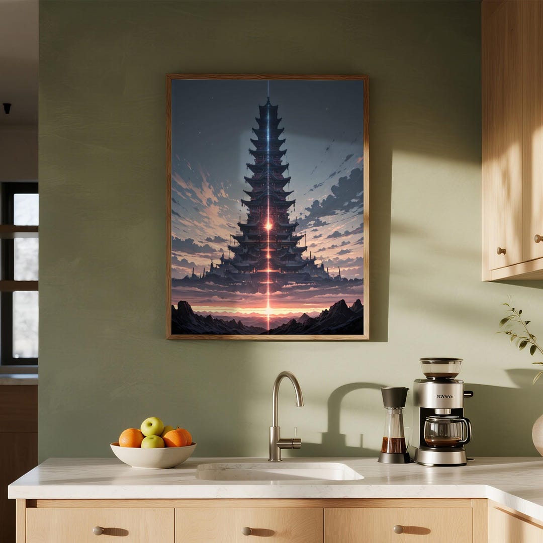 Ascendant Spire: Fantasy Architecture, Asian Tower Art, Glowing ...