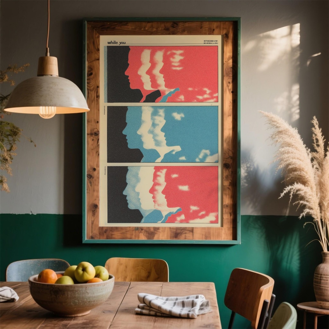 Riso Print Portrait Series Art Minimalist Abstract Faces Poster Modern ...