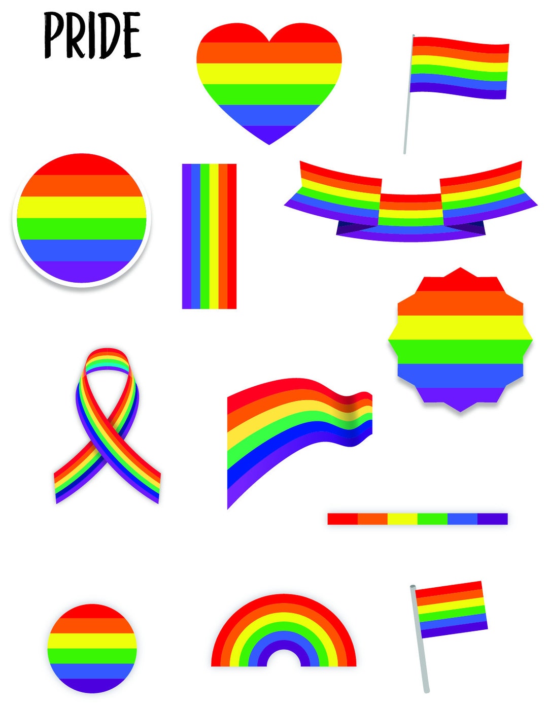 Pride, Rainbow, Vector, Flag, Ribbon, Button, Eps, Ai, Pdf, Png, Jpg - Etsy