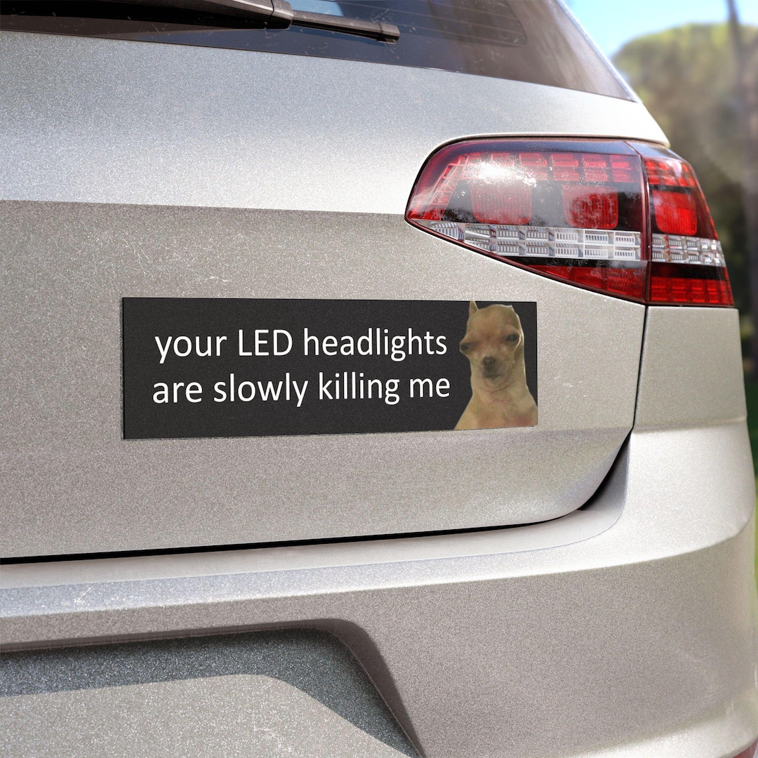 Meme Car Magnet "your LED Headlights Are Slowly Killing Me", Chihuahua ...