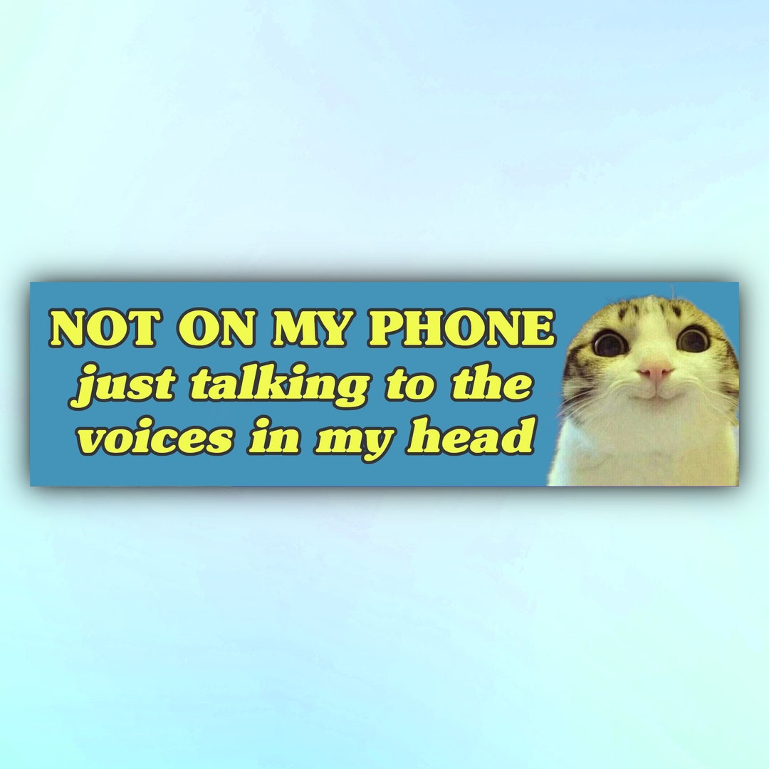 Unhinged Cat Bumper Sticker "not on My Phone Just Talking to the Voices ...