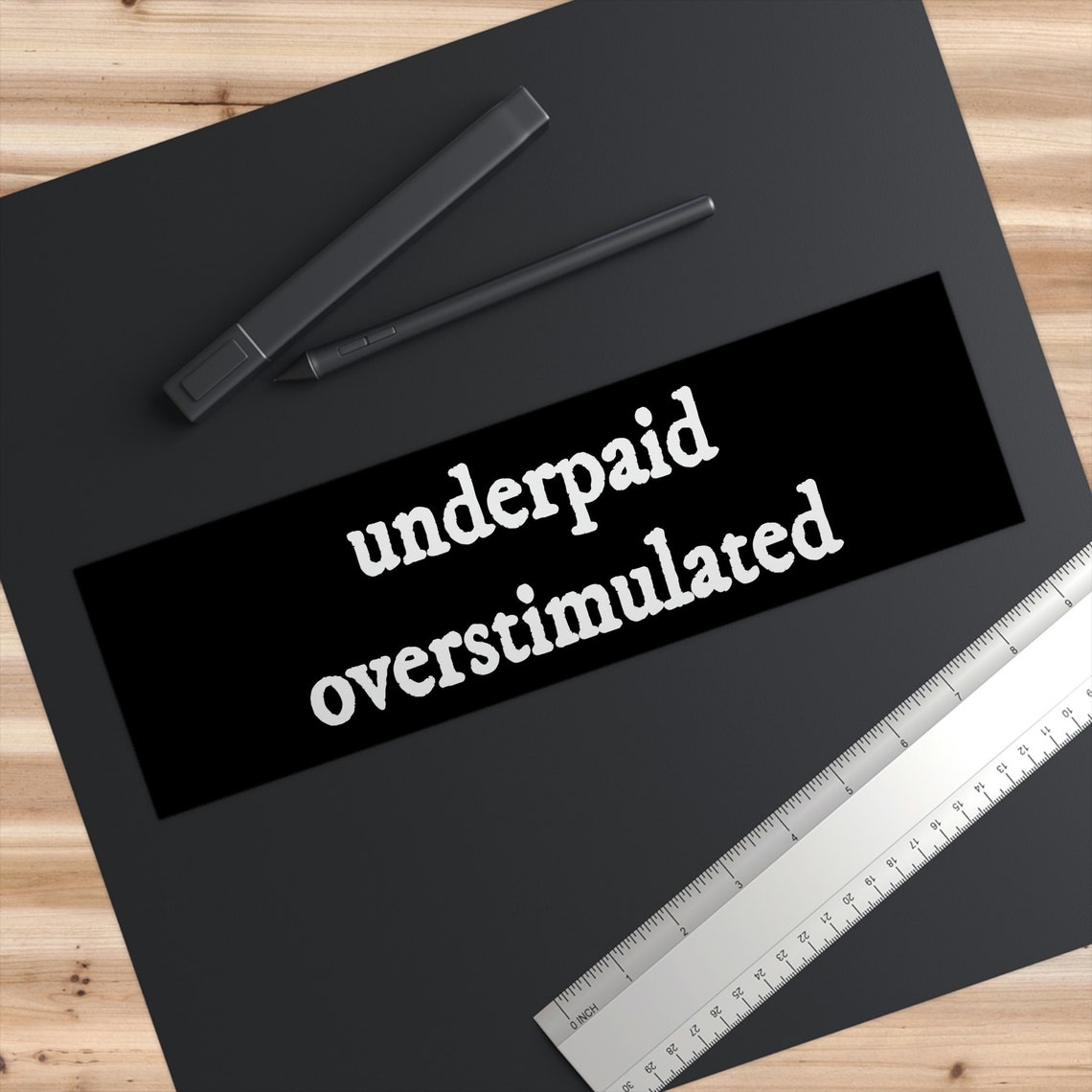 Meme Bumper Sticker "underpaid Overstimulated", Funny Gen Z Decal ...