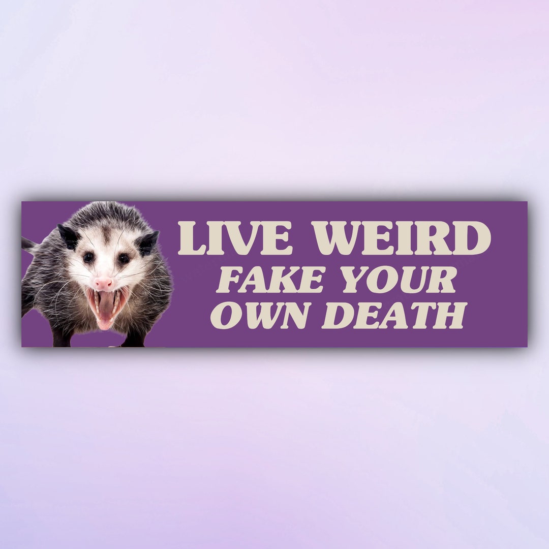 Funny Possum Bumper Sticker "live Weird Fake Your Death" Meme Car ...