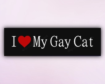 I Love My Gay Cat Funny LGBTQ Meme Bumper Sticker & Car Magnet - Etsy