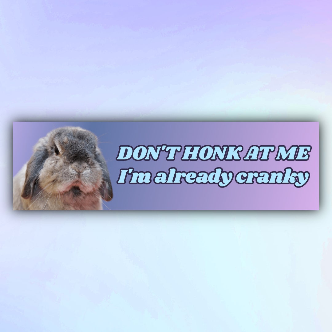 Don't Honk at Me I'm Already Cranky Funny Rabbit Bumper Sticker, Cute ...