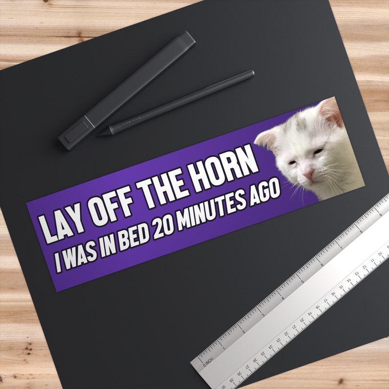 Cute Funny Cat Bumper Sticker lay off the Horn I Was in - Etsy
