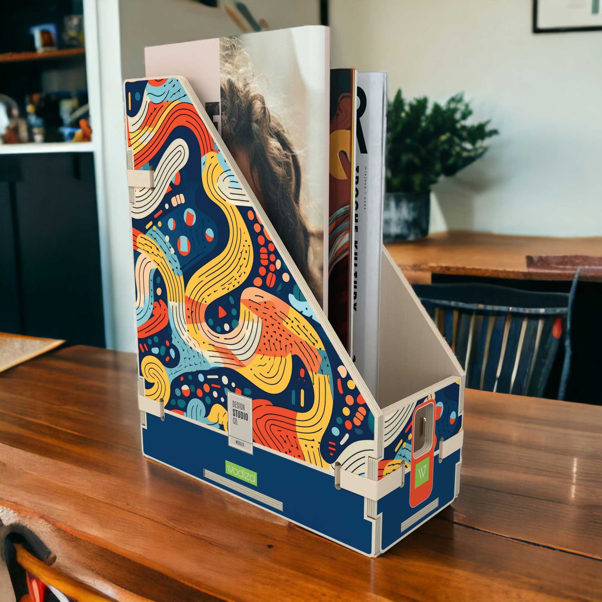 Colourful Desk Organizer, Wood Desktop Organizer, Wood File Organizer ...