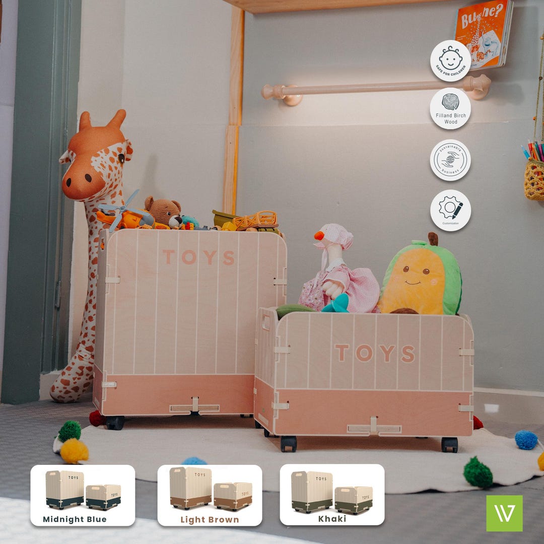 Wooden Toy Box Storage With Wheels, Large Wooden Toy Box, Toy Box on ...