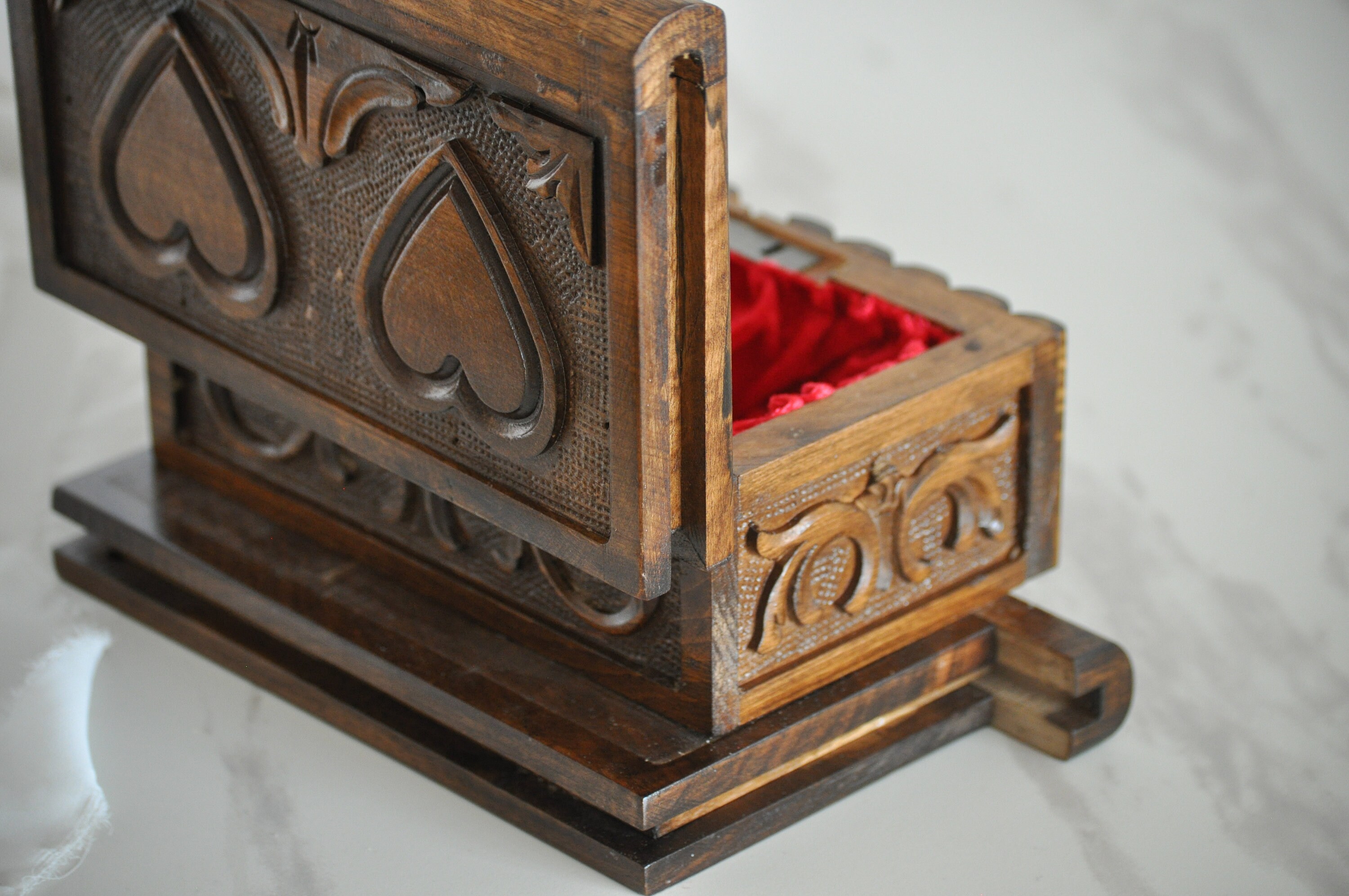 Large Hand Carved Wooden Secret Lock Box, Personalized Wooden Puzzle ...