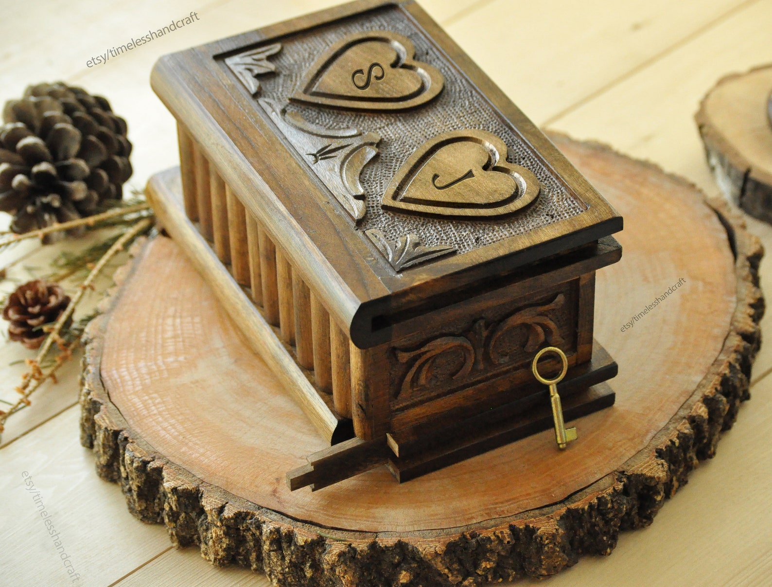 Personalized Wooden Secret Lock Puzzle Box, Heart Jewelry Box, Wood ...