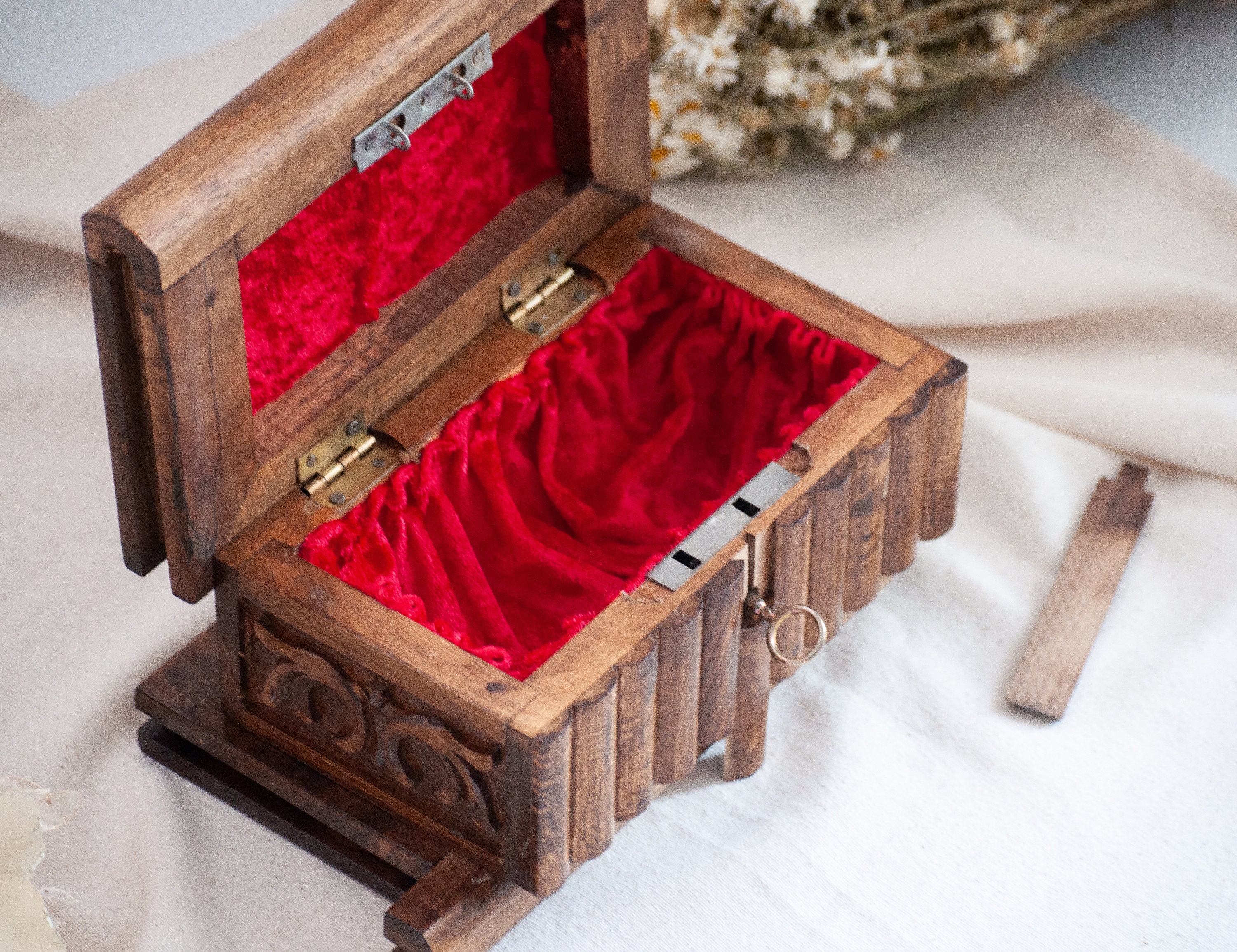 Personalized Wooden Puzzle Box, Hand Carved Wooden Secret Lock Box ...