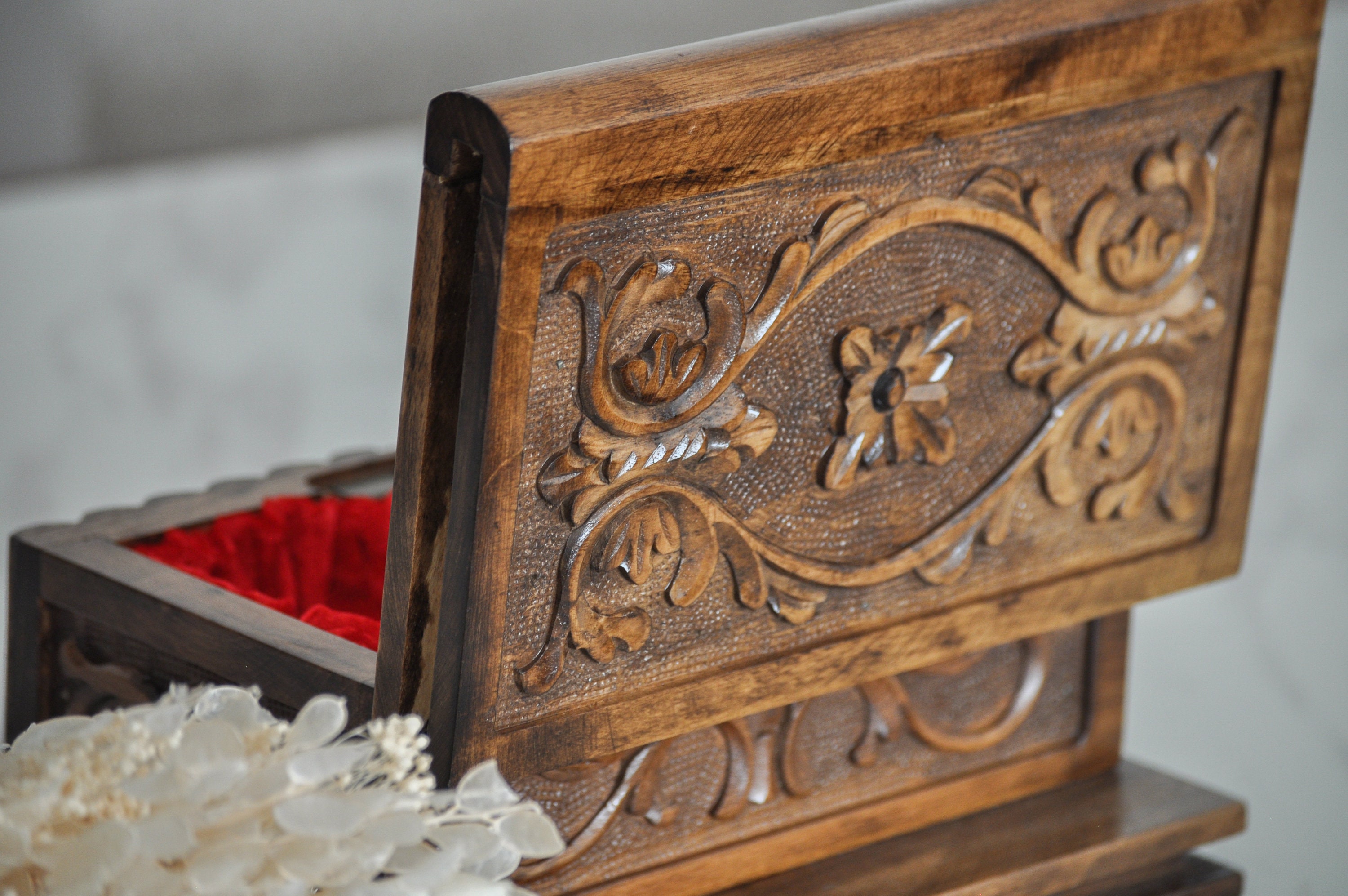 Large Secret Lock Jewelry Box With Key, Wood Locked Jewelry Chest ...