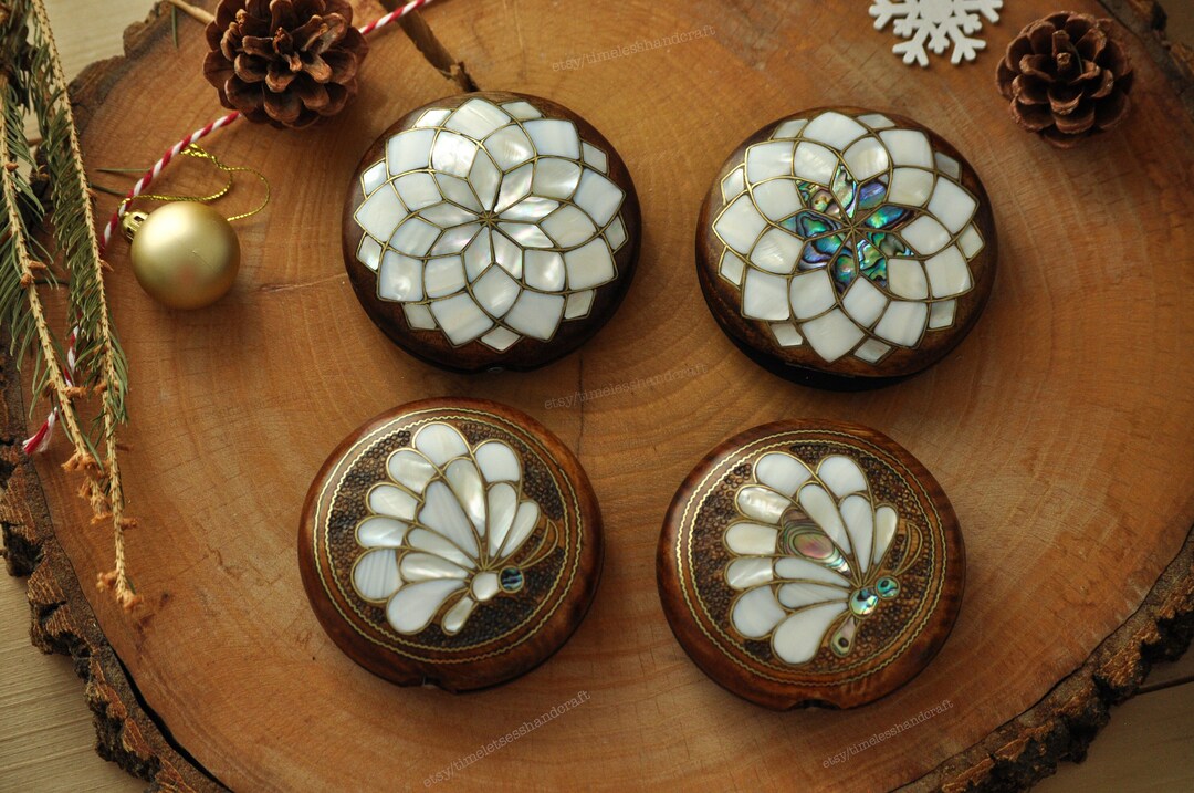 Makeup Mirror Set | Wood Vintage Compact Mirror | Mother-of-pearl ...