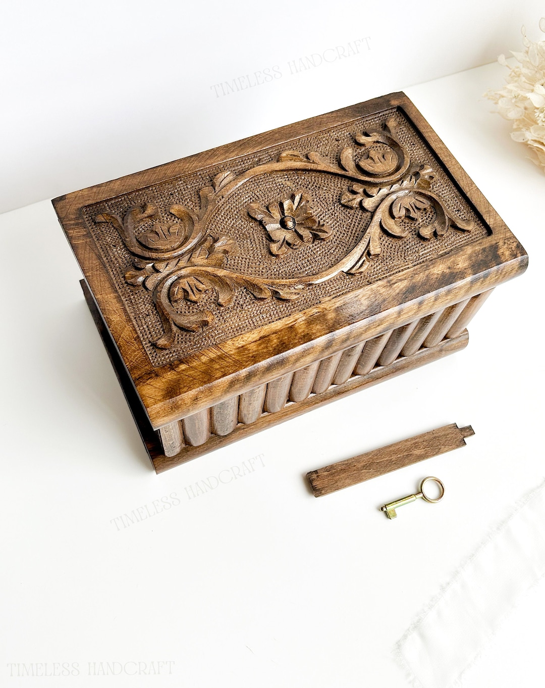 Large Personalized Wooden Hand-carved Locked Box, Secret Vintage ...