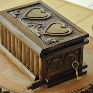 Personalized Wooden Secret Lock Puzzle Box, Heart Jewelry Box, Wood ...
