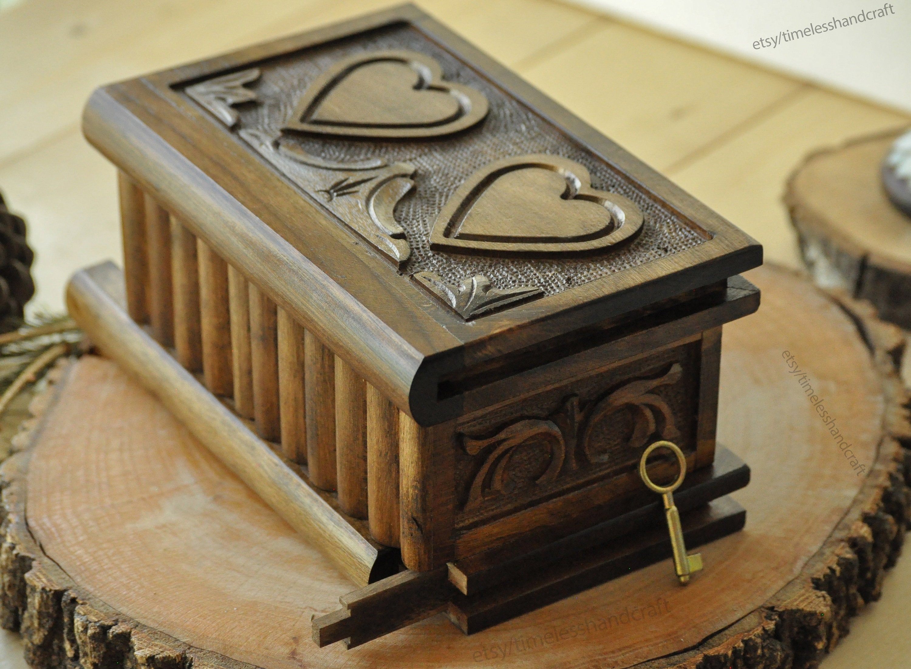 Personalized Wooden Secret Lock Puzzle Box, Heart Jewelry Box, Wood ...