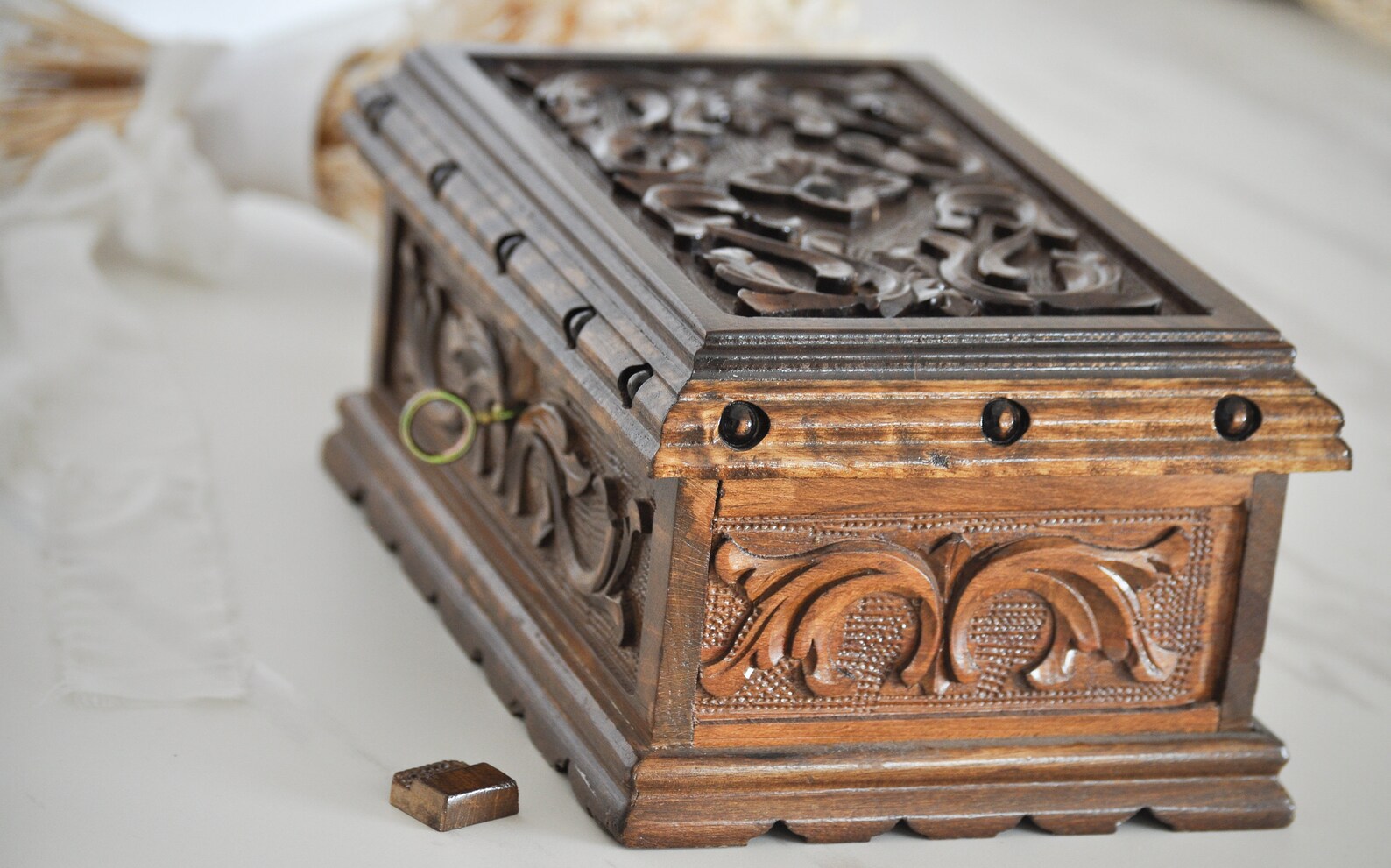 Large Secret Lock Jewelry Box With Key, Wood Locked Jewelry Chest ...