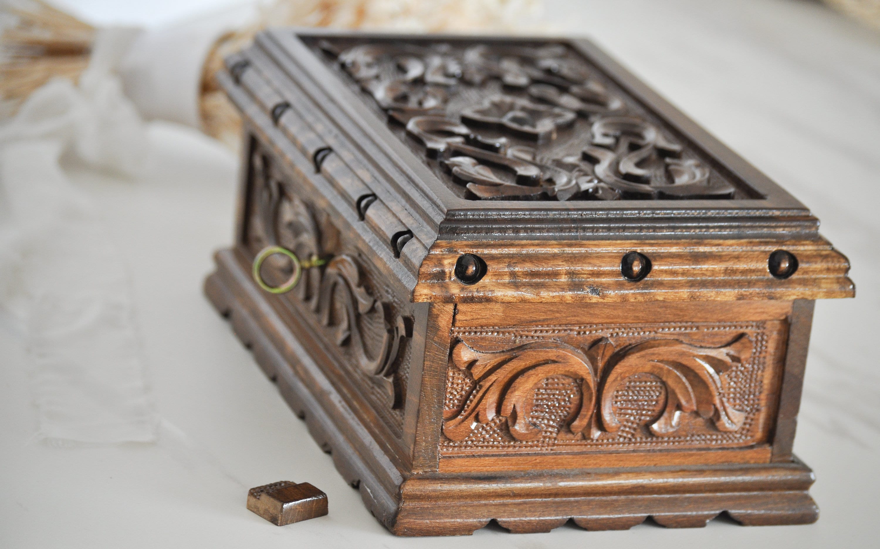 Large Secret Lock Jewelry Box With Key, Wood Locked Jewelry Chest ...
