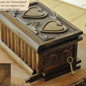 Personalized Wooden Secret Lock Puzzle Box, Heart Jewelry Box, Wood ...