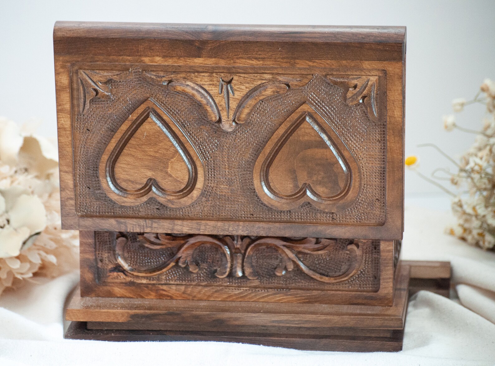 Large Hand Carved Wooden Secret Lock Box, Personalized Wooden Puzzle ...