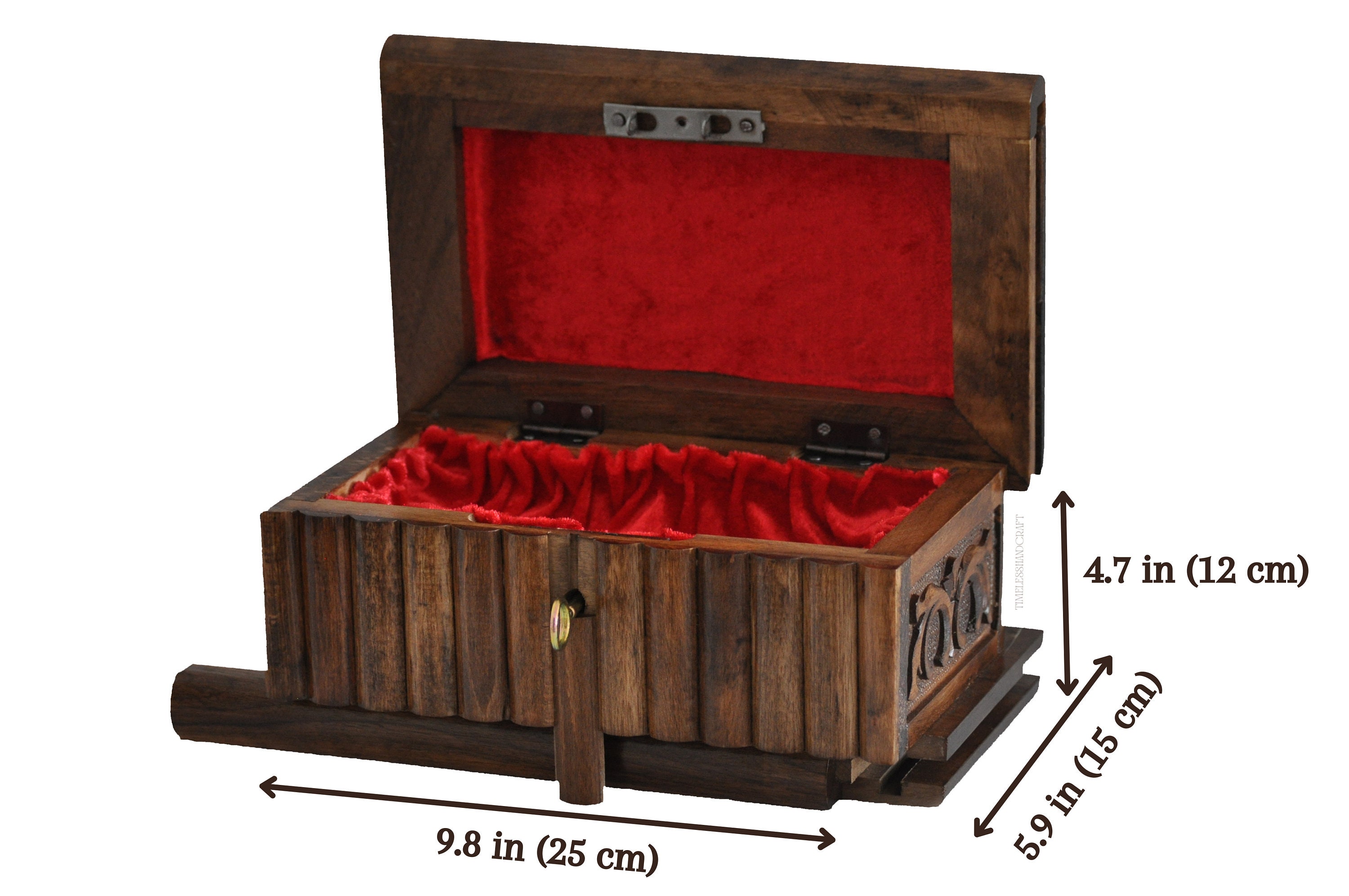 Large Secret Lock Jewelry Box With Key, Wood Locked Jewelry Chest ...