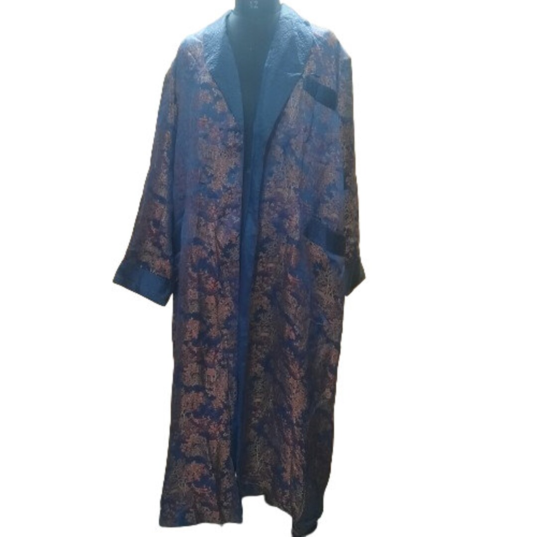Vintage Chinese Robe Satin Silk Robe 1970 Old Robe Blue Robe - Etsy