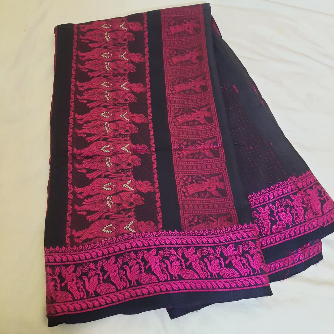 Baluchari Saree Vintage Saree Radha Krishna on Pallu With Thread Work ...
