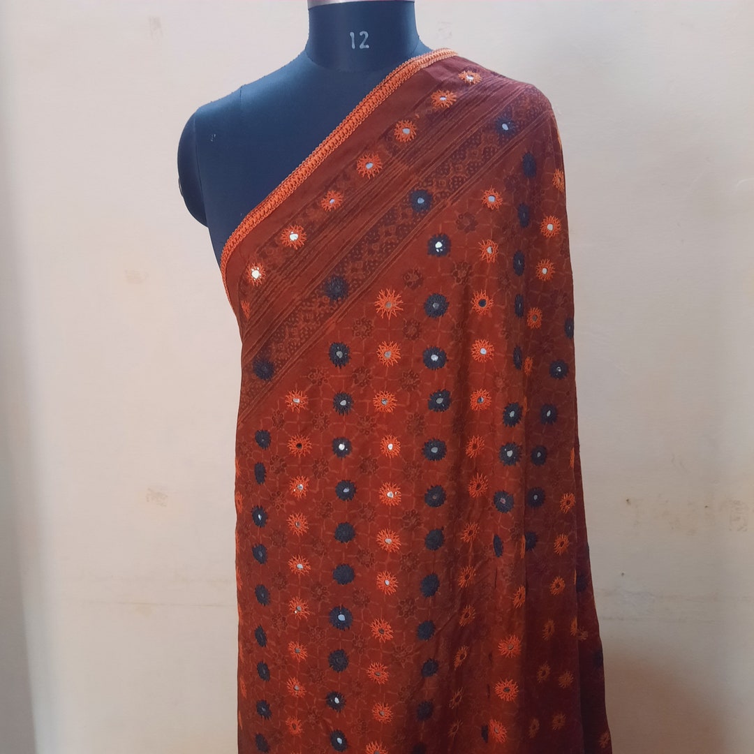 Kutch Work Dupatta/shawl Ajrakh Print Dupatta Banjara - Etsy