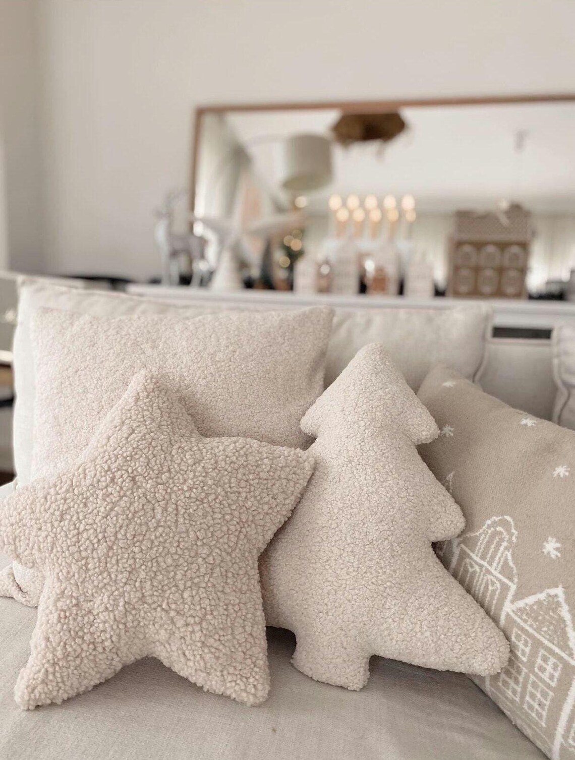 Teddy Star Pillow: Handmade Plush Nursery Decor (30x30cm) - Etsy