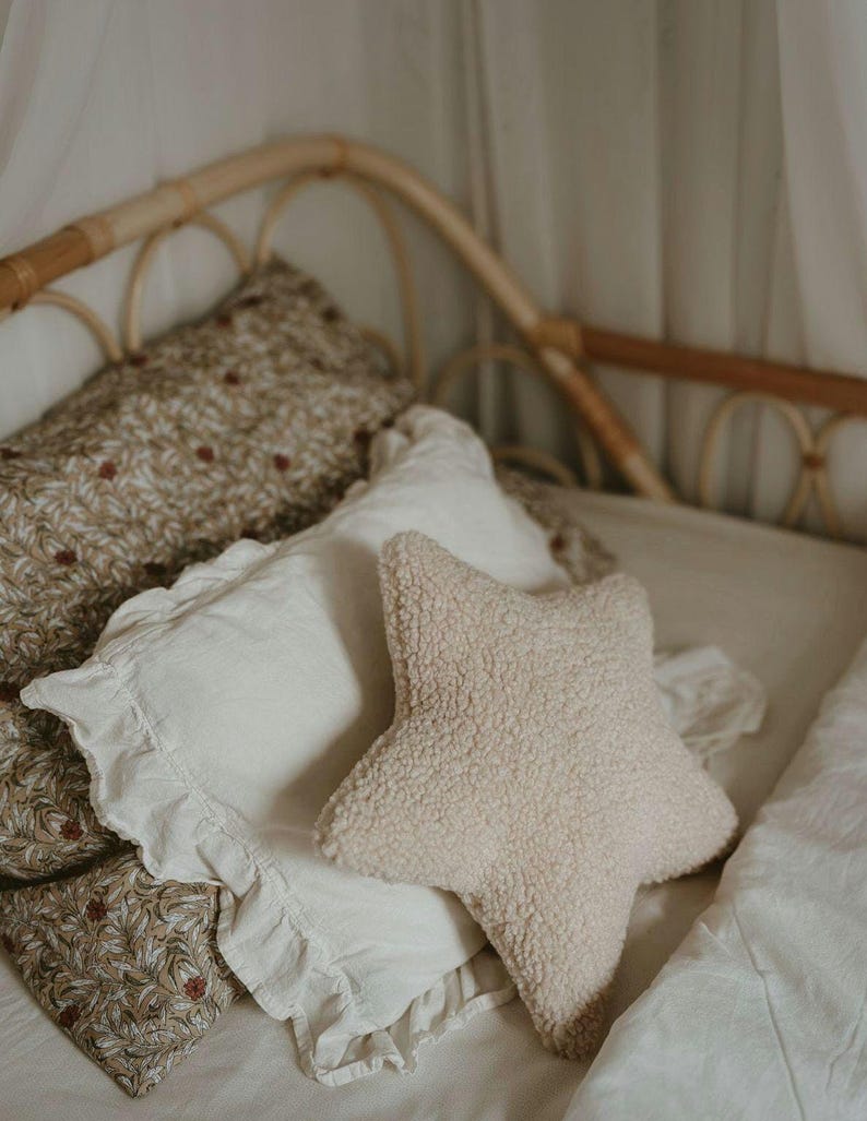 Teddy Star Pillow: Handmade Plush Nursery Decor (30x30cm) - Etsy