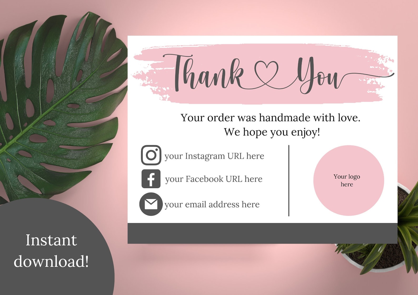 Printable Thank You Cards Business Template Small Business Thank You ...