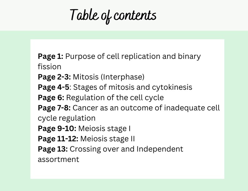 Biology Notes - MITOSIS AND MEIOSIS - Etsy