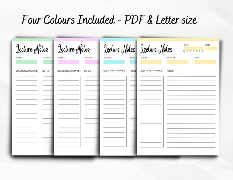 Printable Lecture Notes, Note Taking Template, Planner, College ...