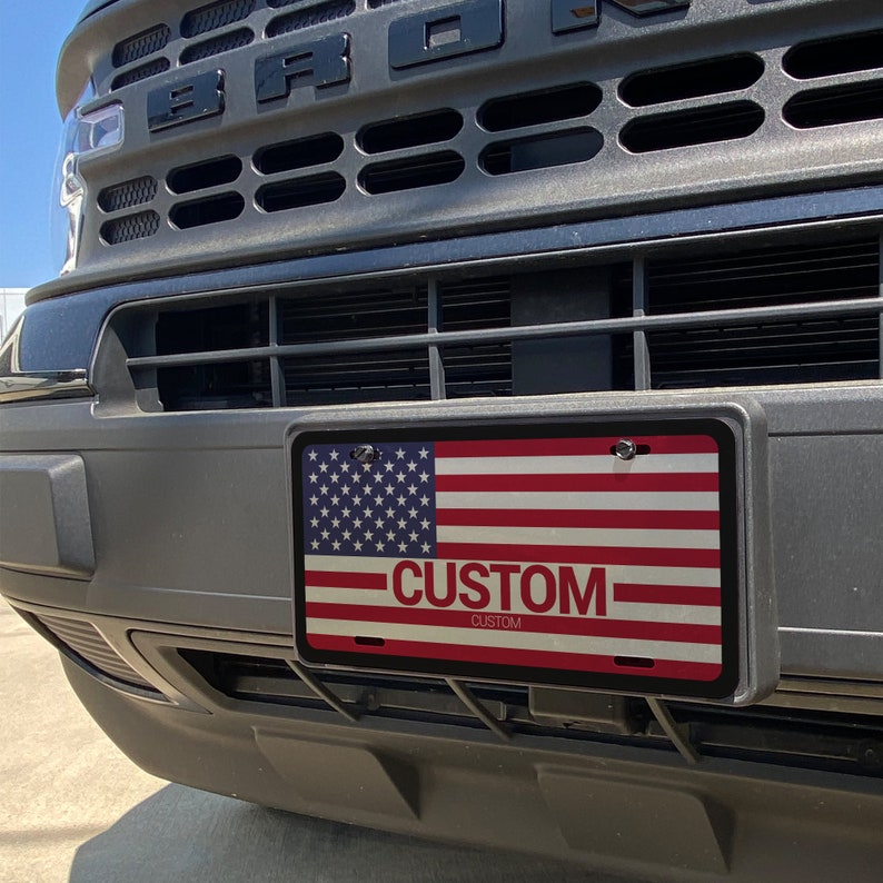 Custom American Flag License Plate 4 Black License Plate Screws and ...