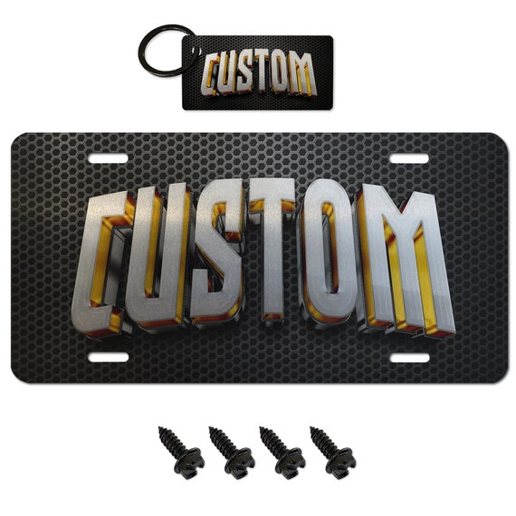 Personalized Car Tag With Keychain Retro Design Custom - Personalized ...