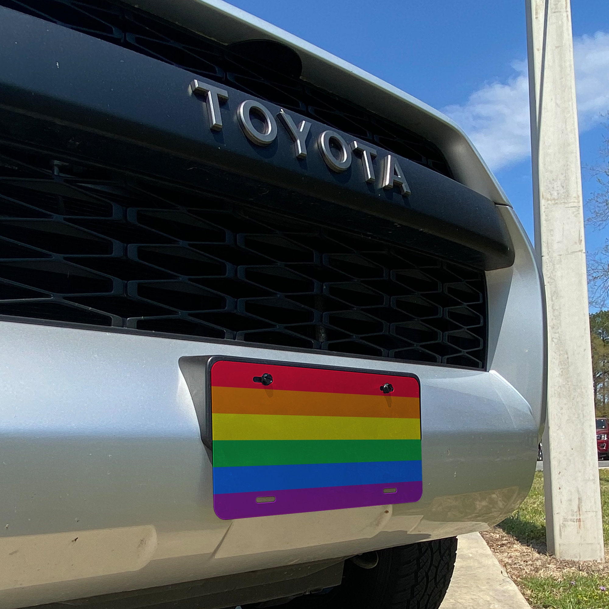 Brushed Aluminum LGBT Flag License Plate and Keychain 4 Black License ...